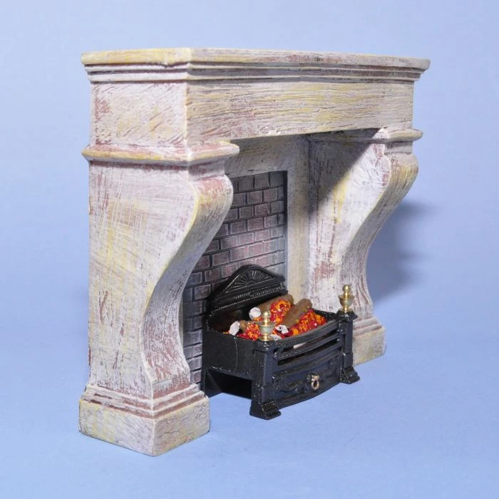 Dolls House Edwardian Sun Log Fire Light Up Miniature Fireplace ...