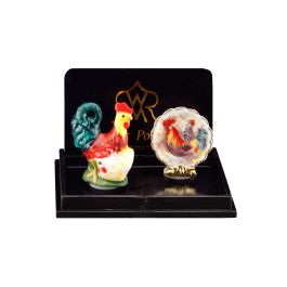 Decor Set with Rooster Figurine and Plate (RP14935) - Dolls House ...
